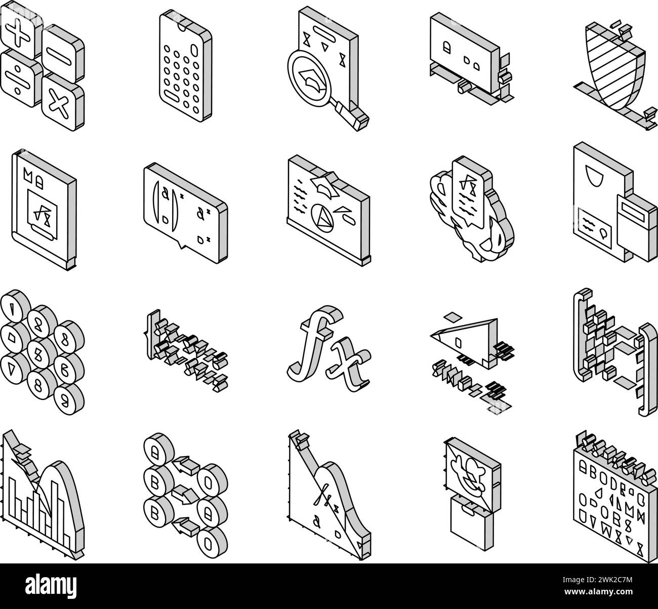 Isometric icons school Black and White Stock Photos & Images - Alamy