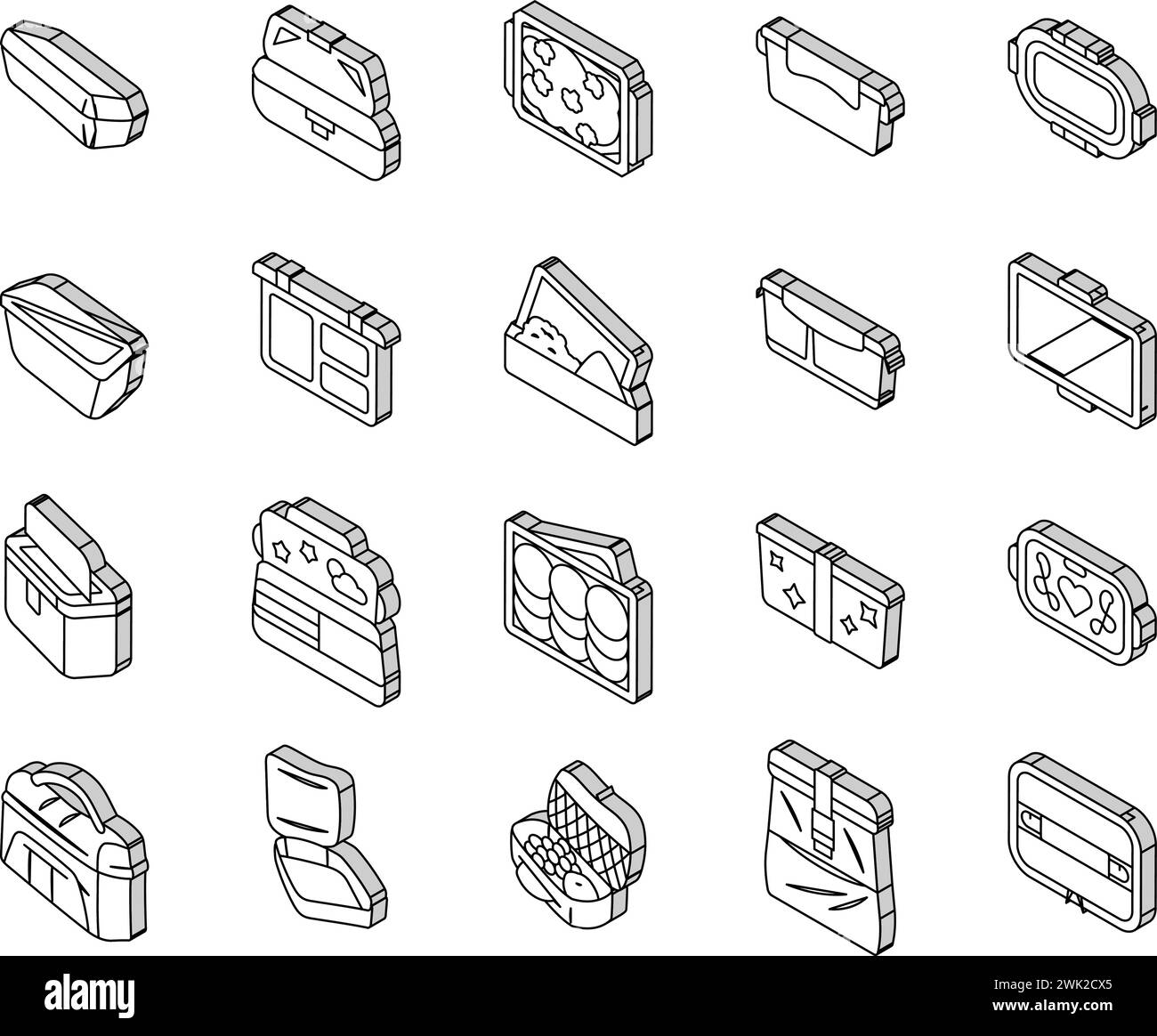 Lunchbox set box food Black and White Stock Photos & Images - Alamy