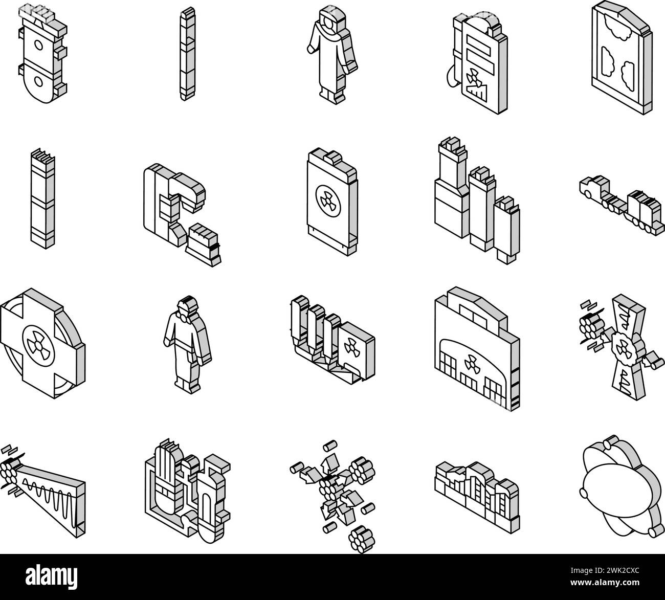 nuclear engineer energy power isometric icons set vector Stock Vector Image & Art - Alamy
