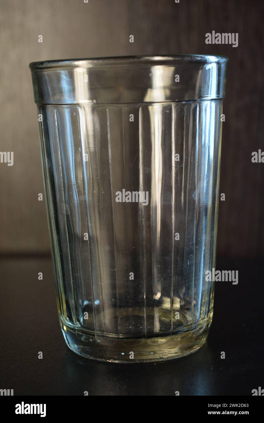 The famous faceted glass from the Soviet era is located on a black ...
