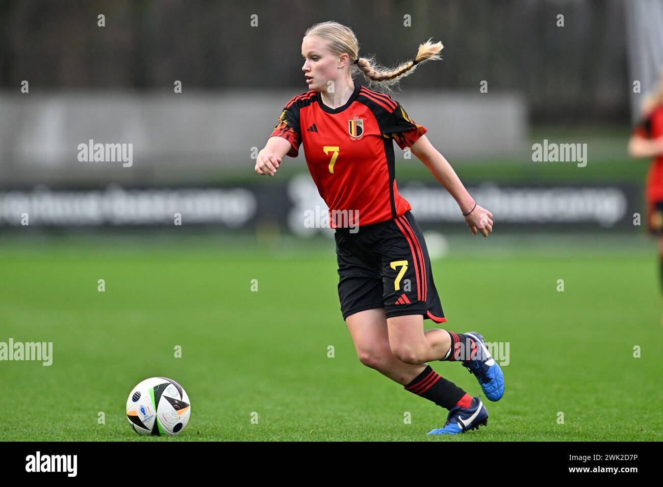 Tubize, Belgium. 14th Feb, 2024. Megan Watson (7) of Belgium pictured ...