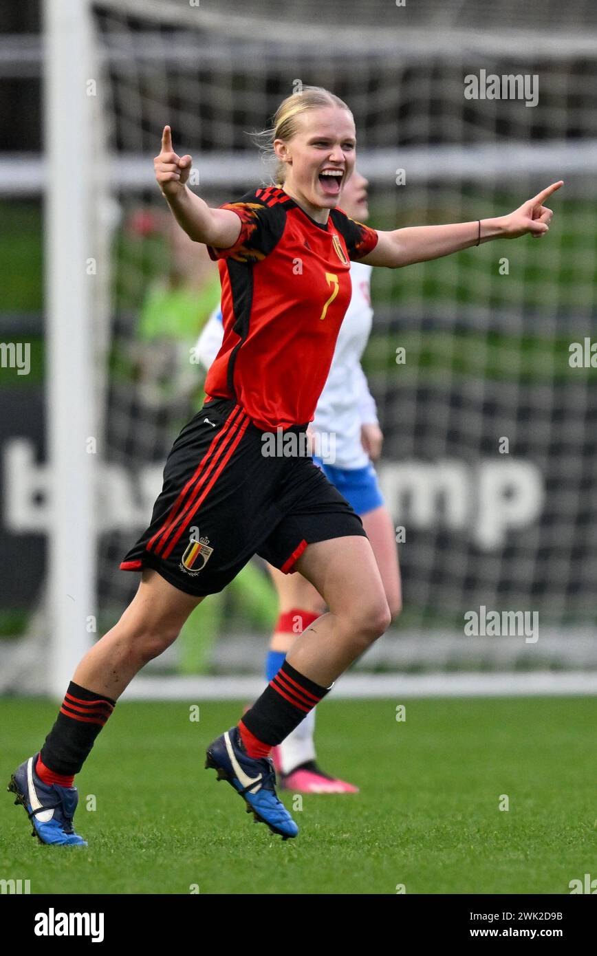 Tubize, Belgium. 14th Feb, 2024. Megan Watson (7) of Belgium pictured ...