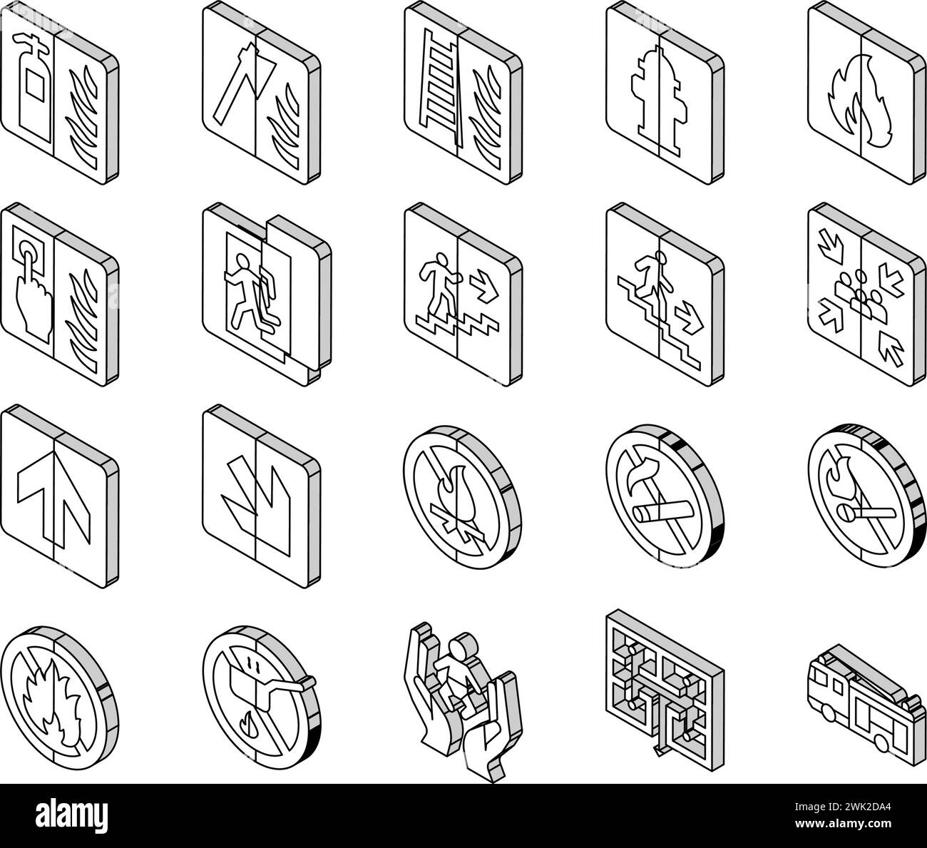 emergency safety security danger isometric icons set vector Stock ...