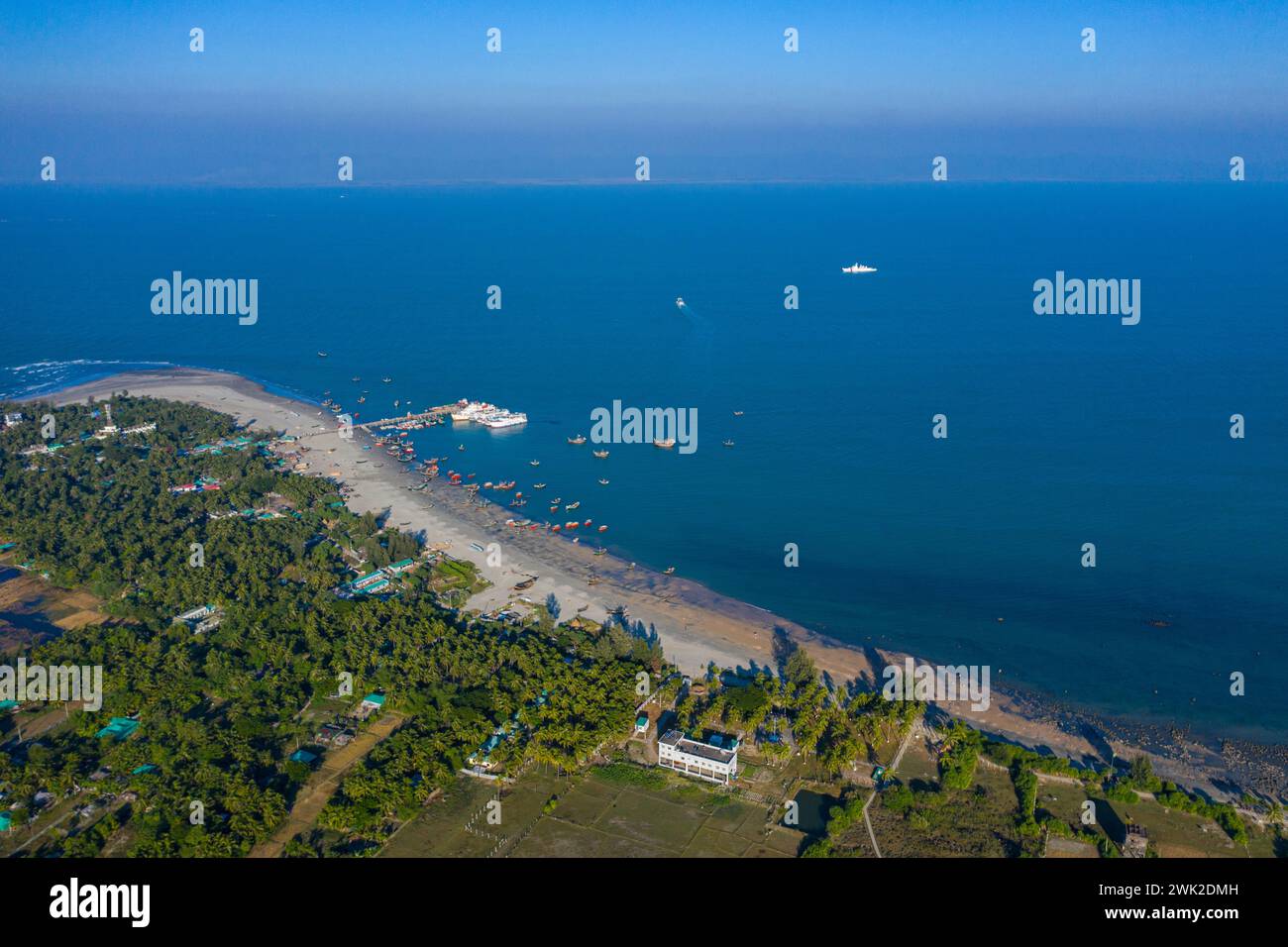 Aerial view of the Saint Martin's Island, locally known as Narikel ...