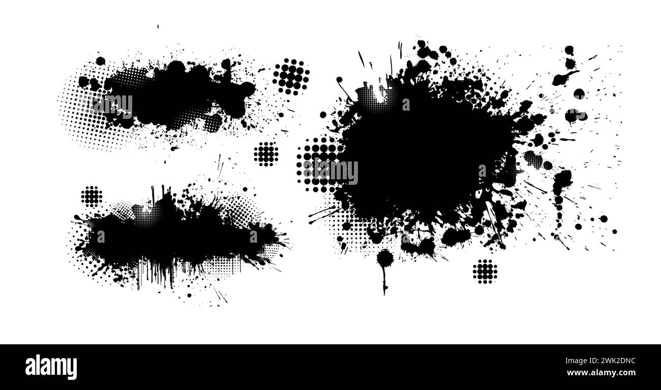 Set of abstract black blots. hand drawing. Not AI, Vector illustration ...
