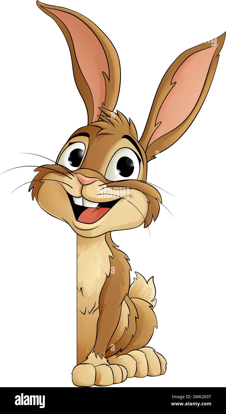 Easter Bunny Rabbit Peeking Around Sign Cartoon Stock Vector Image ...