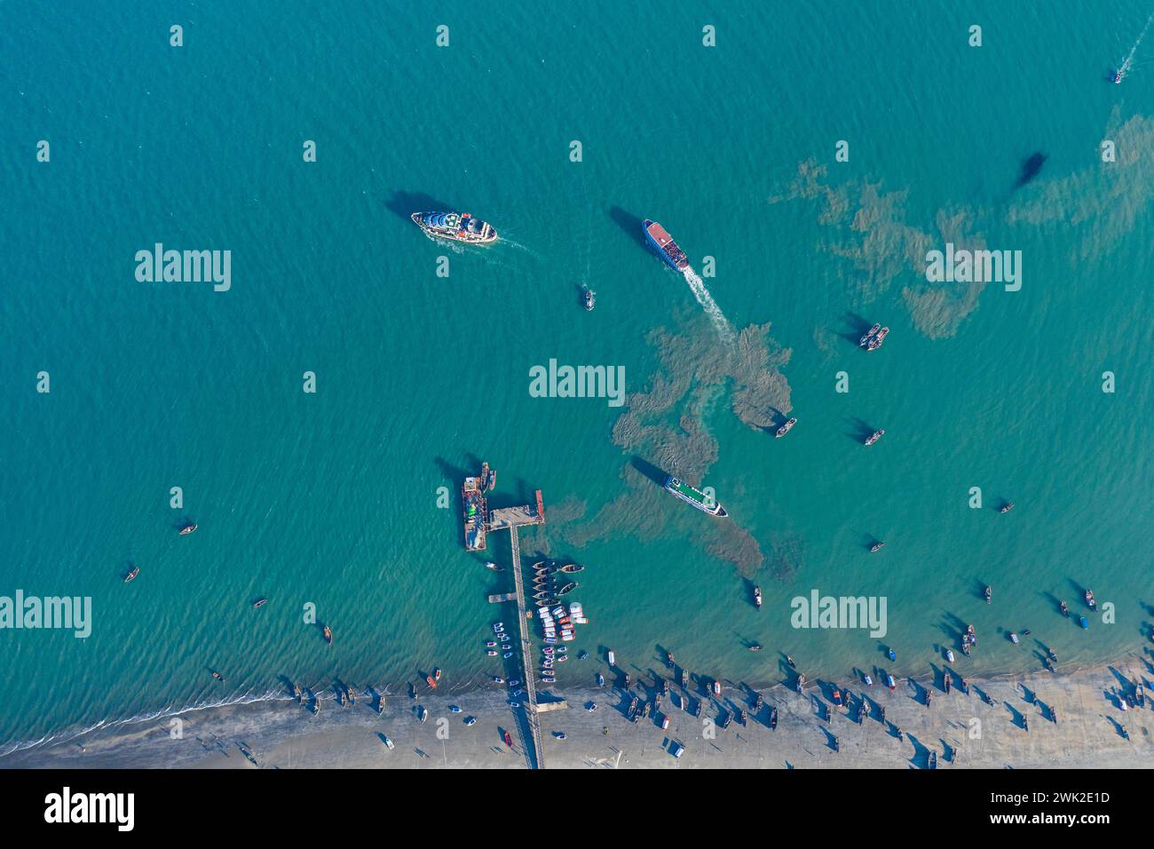 Aerial view of the Saint Martin's Island, locally known as Narikel ...