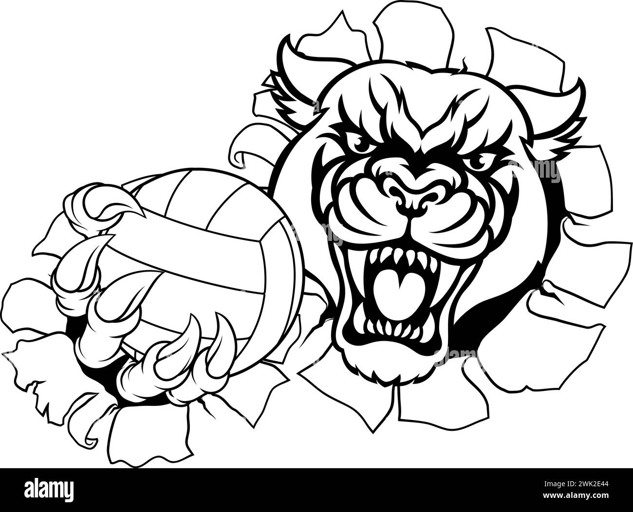 Panther Jaguar Leopard Volleyball Ball Claw Mascot Stock Vector Image ...