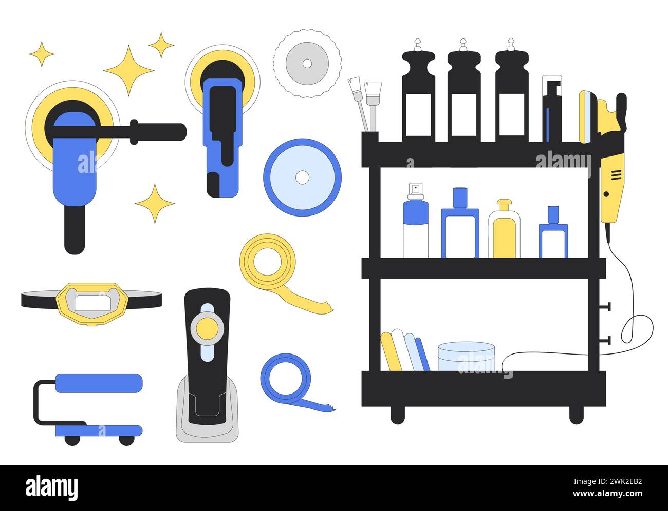 Polish car equipment set. Repair auto. Remove scratch on vehicle ...