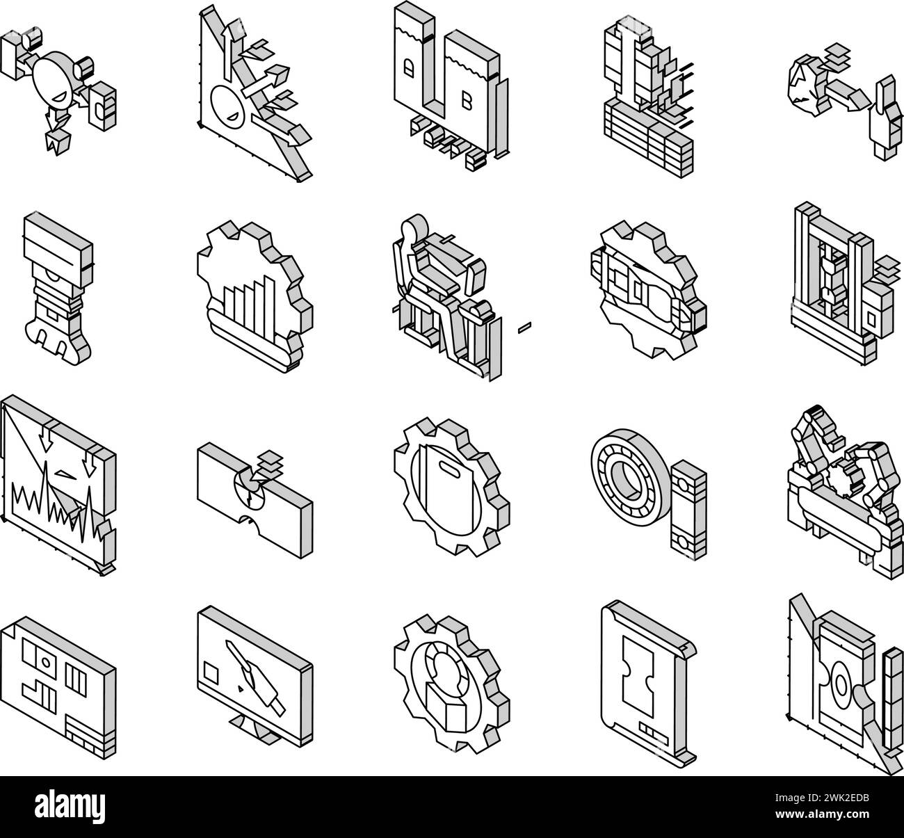 mechanical technology engineer isometric icons set vector Stock Vector ...