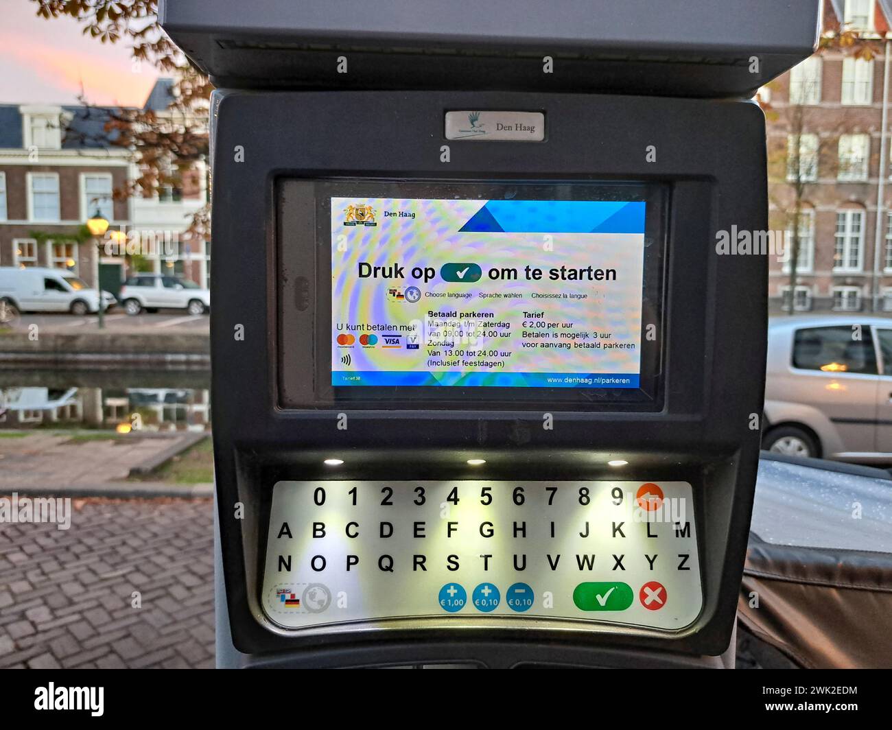 Keyboard for keying in license plate number at paid parking ticket ...
