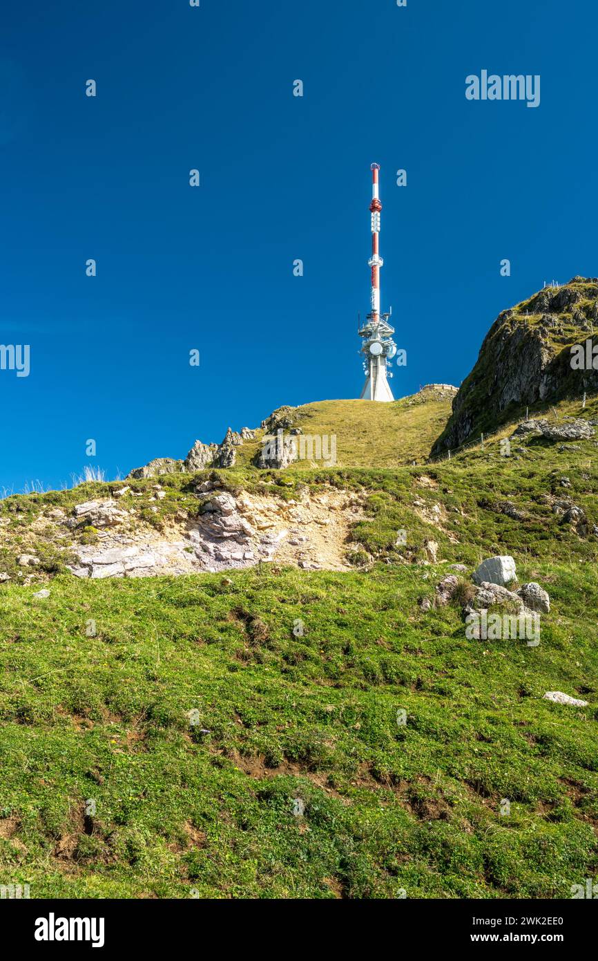 Kitzbüheler Horn transmission tower in the alps of Austria Stock Photo ...
