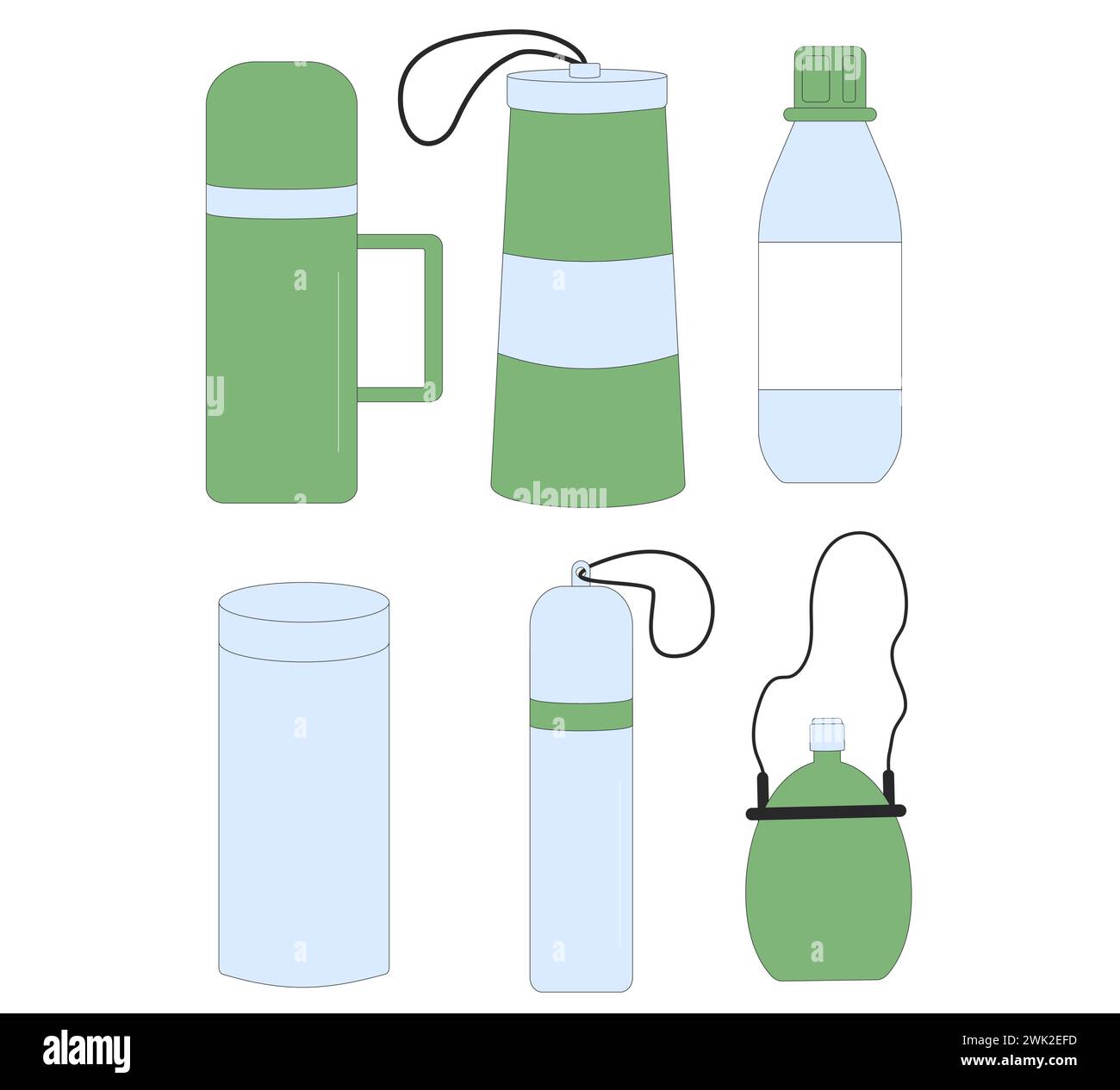 Flask, thermos, bottle of water isolated on white background. Camping ...