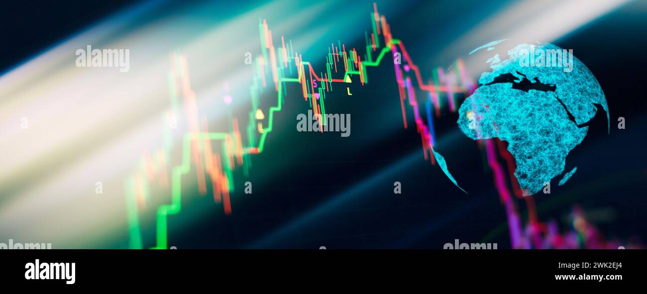 Financial chart with line graph in stock market investment or economic ...