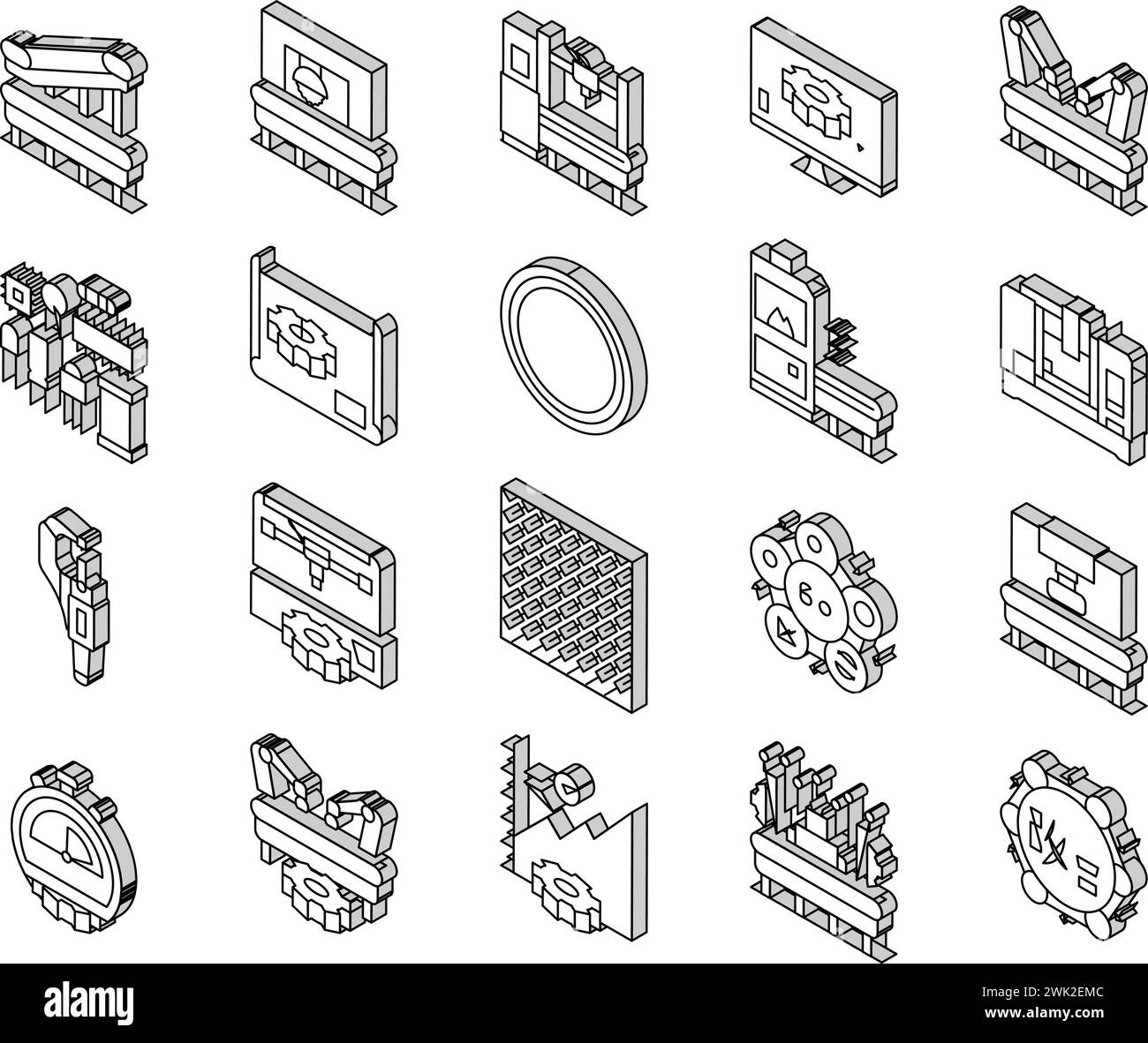 manufacturing industry factory isometric icons set vector Stock Vector ...