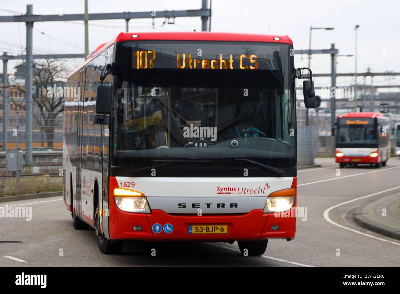 Red White regional buses of bus company Keolis at Utrecht station in ...