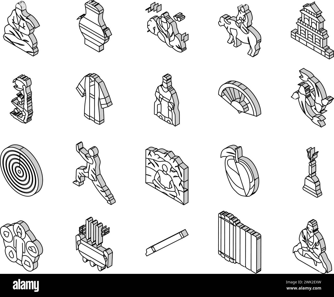 taoism yang yin ying chinese isometric icons set vector Stock Vector ...