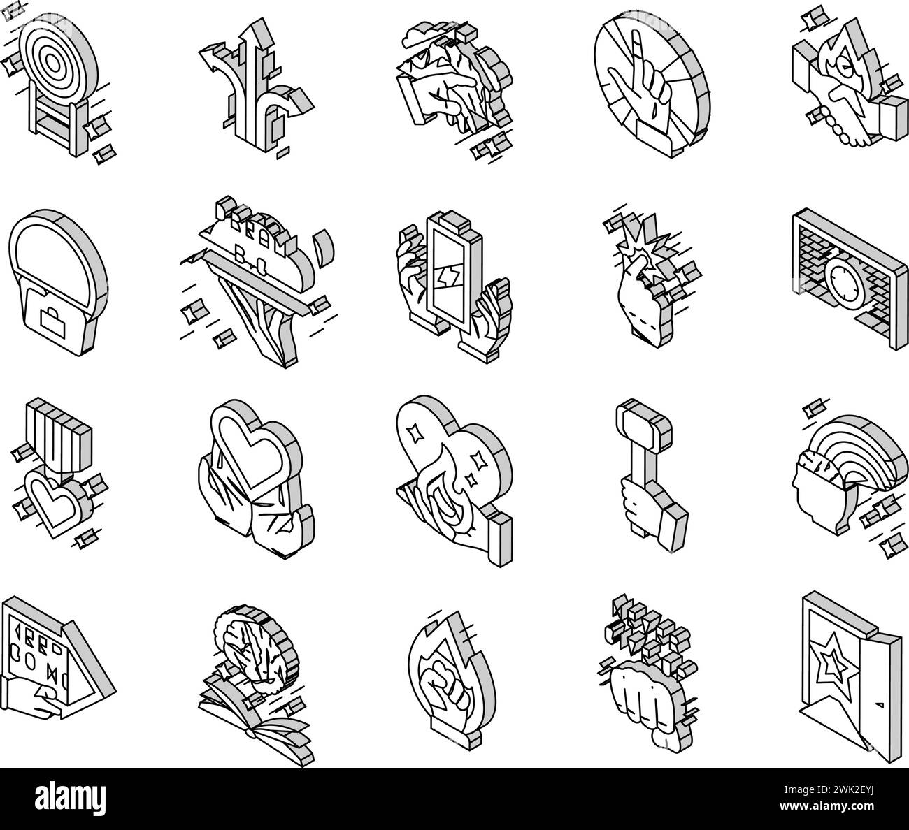 motivation succes challenge isometric icons set vector Stock Vector ...