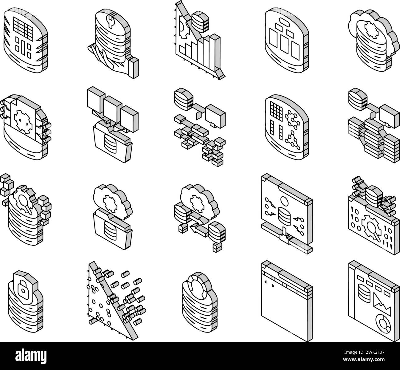 Set of office isometric icons server rack hi-res stock photography and ...
