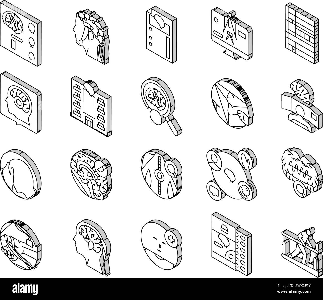 brain neurologist doctor isometric icons set vector Stock Vector Image ...
