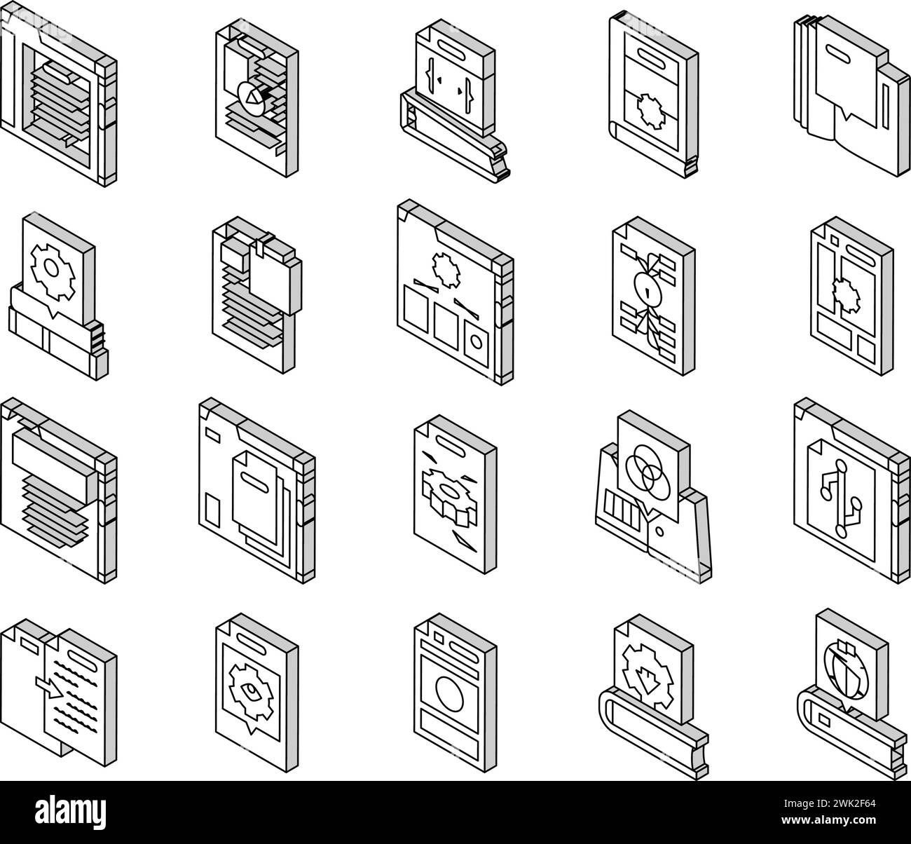 Technical Writer Doc Isometric Icons Set Vector Stock Vector Image