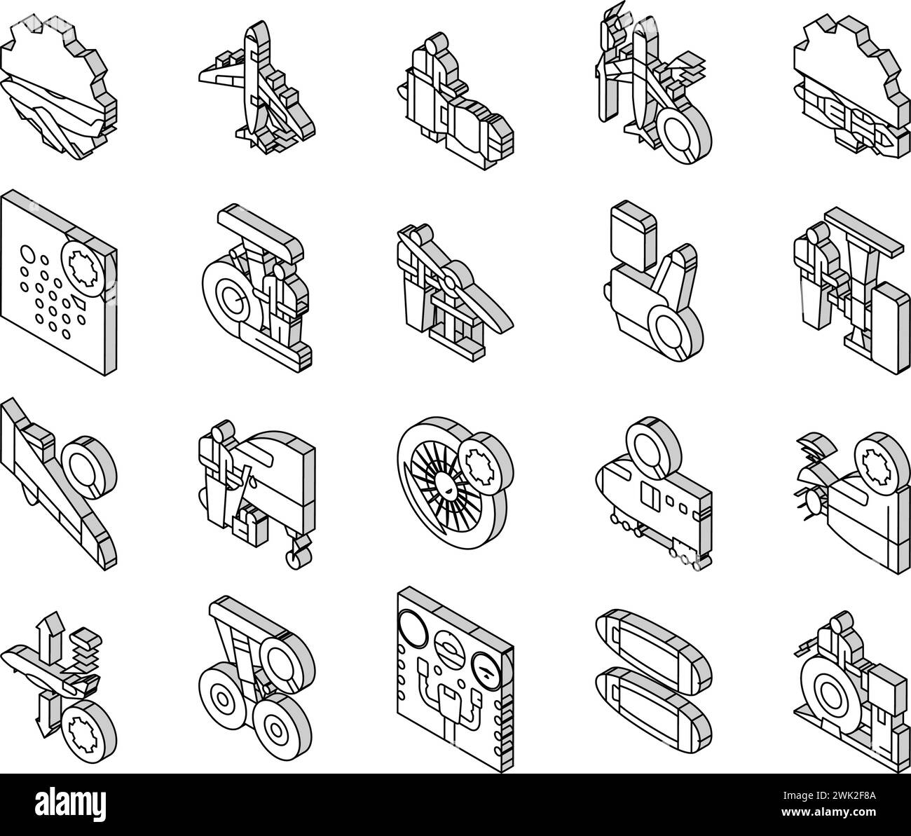 aircraft mechanic isometric icons set vector Stock Vector Image & Art ...