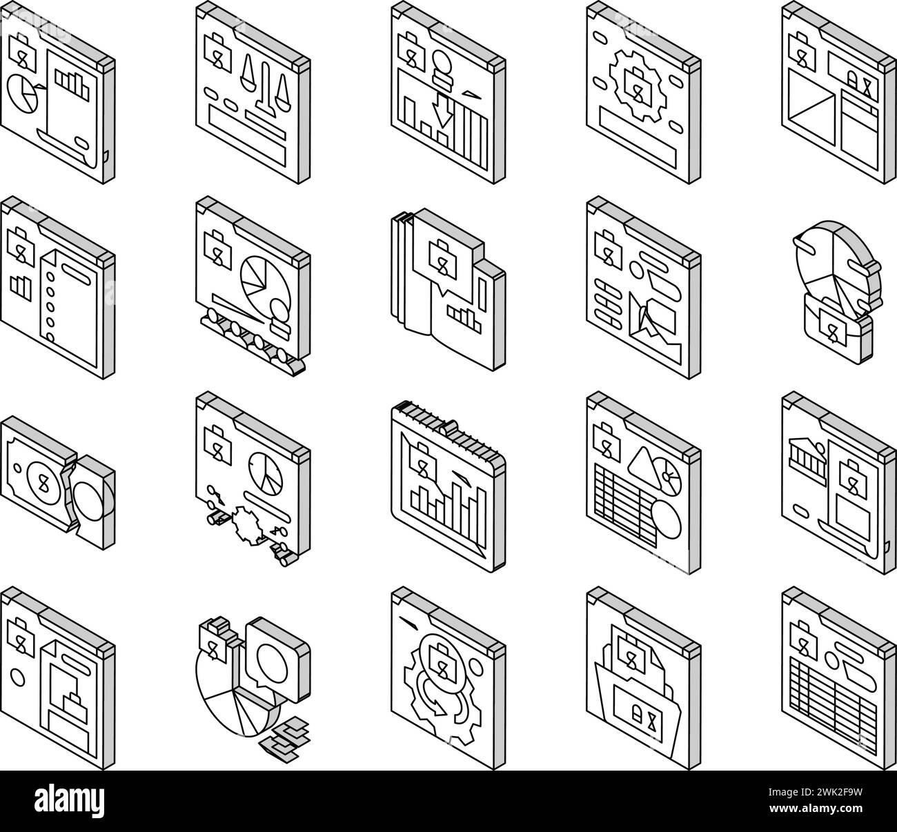 accountant tax office isometric icons set vector Stock Vector Image ...