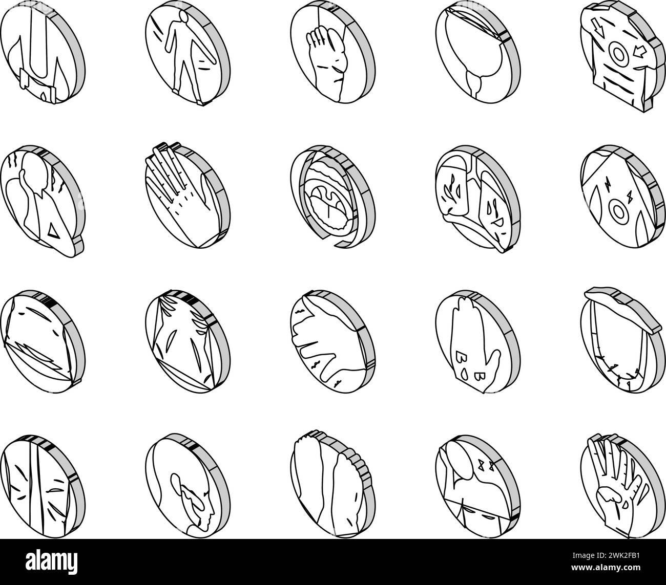 disease symptom health isometric icons set vector Stock Vector Image ...