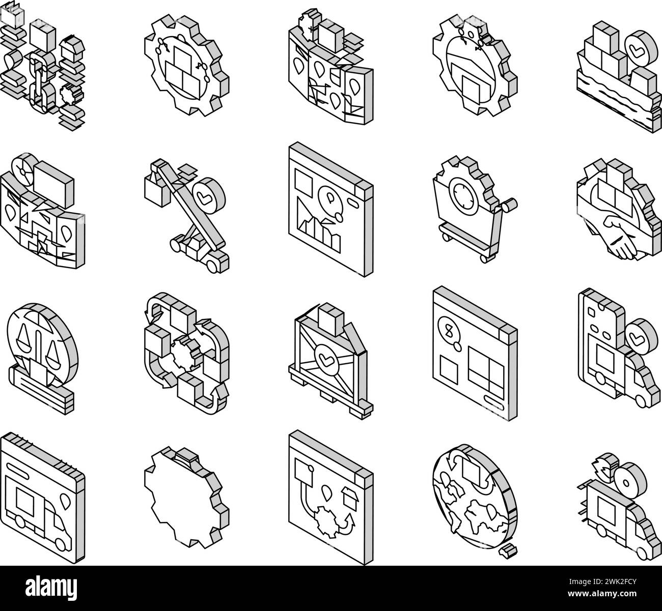 logistics manager warehouse isometric icons set vector Stock Vector ...
