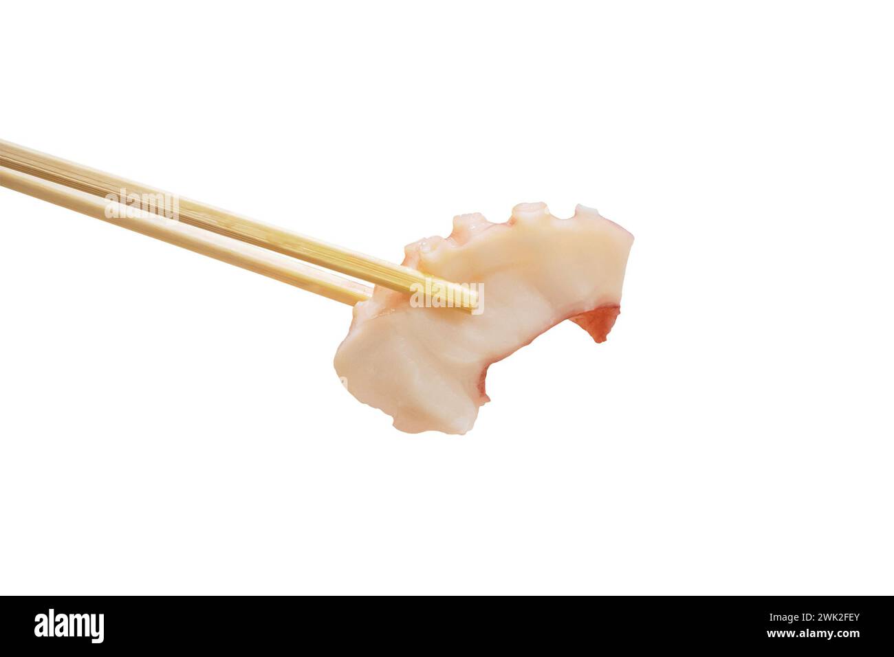octopus slice sashimi in chopsticks isolated on white background Stock ...