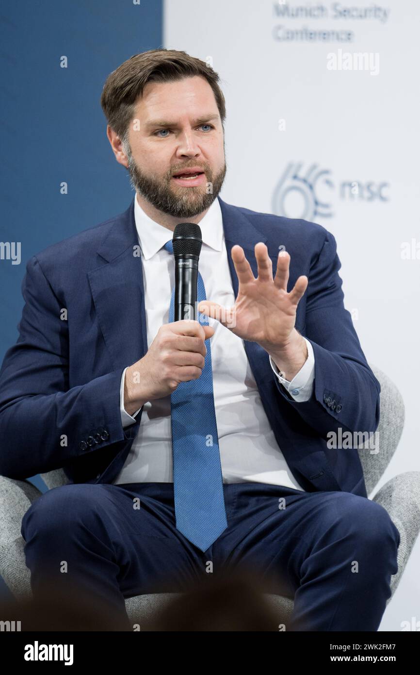 Munich, Germany. 18th Feb, 2024. J.D. Vance, US Senator, photographed ...
