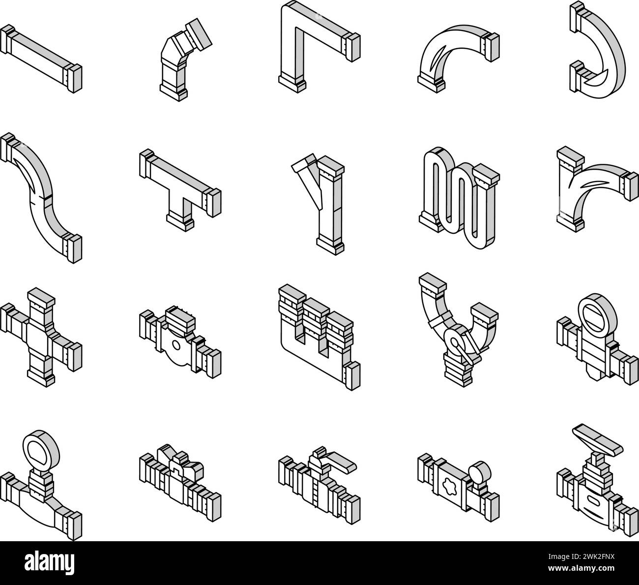 pipeline oil industry gas pipe isometric icons set vector Stock Vector ...
