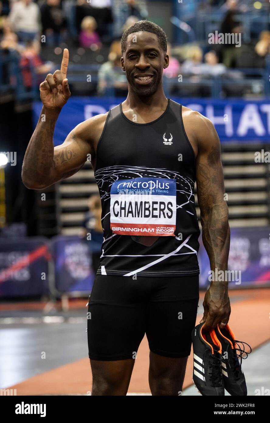 Dwain Chambers celebrates after competing in the mens 60m semi final at ...