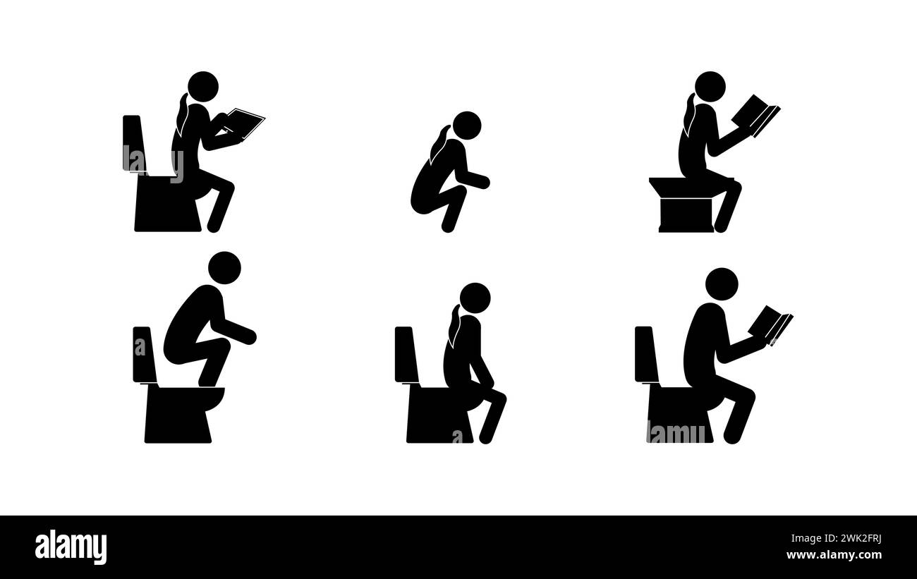 Toilet icons set, male and female stick figures on a white background ...