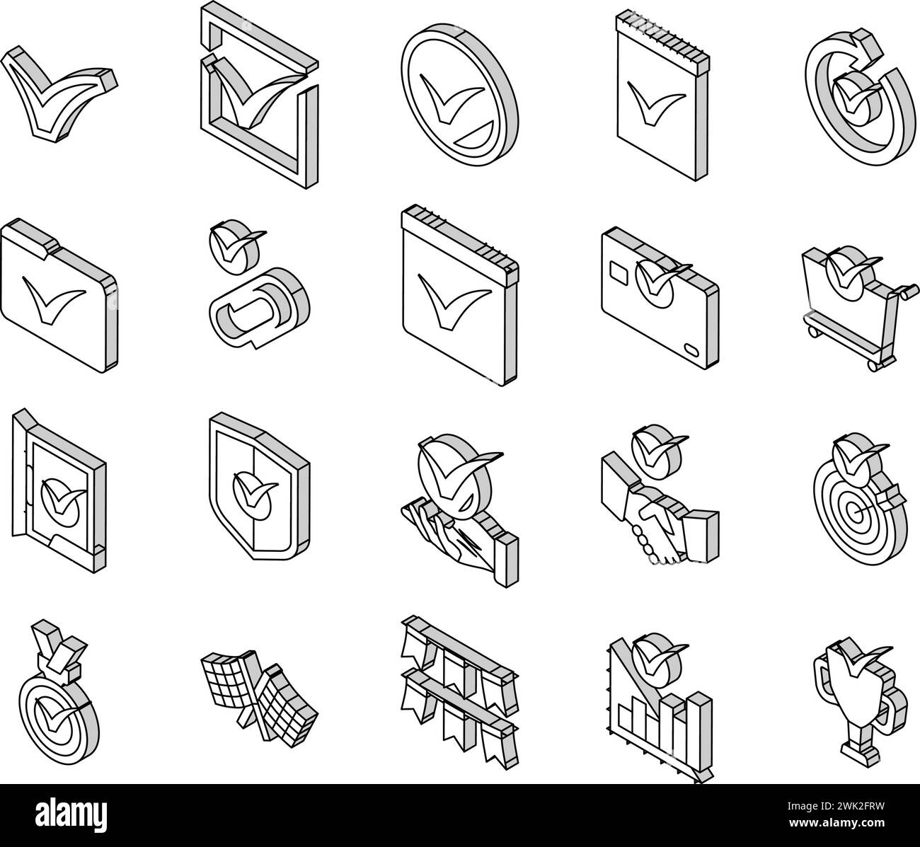 check mark tick ok isometric icons set vector Stock Vector Image & Art ...