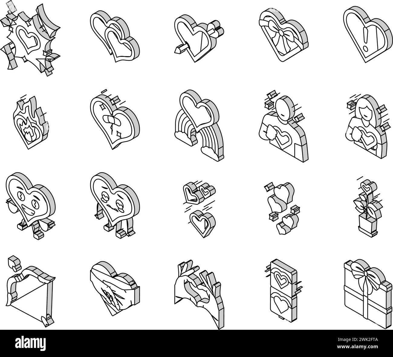 heart love romantic isometric icons set vector Stock Vector Image & Art ...