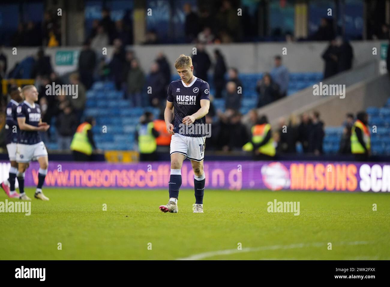 LONDON, ENGLAND - FEBRUARY 17: Zian Flemming of Millwall looks dejected ...