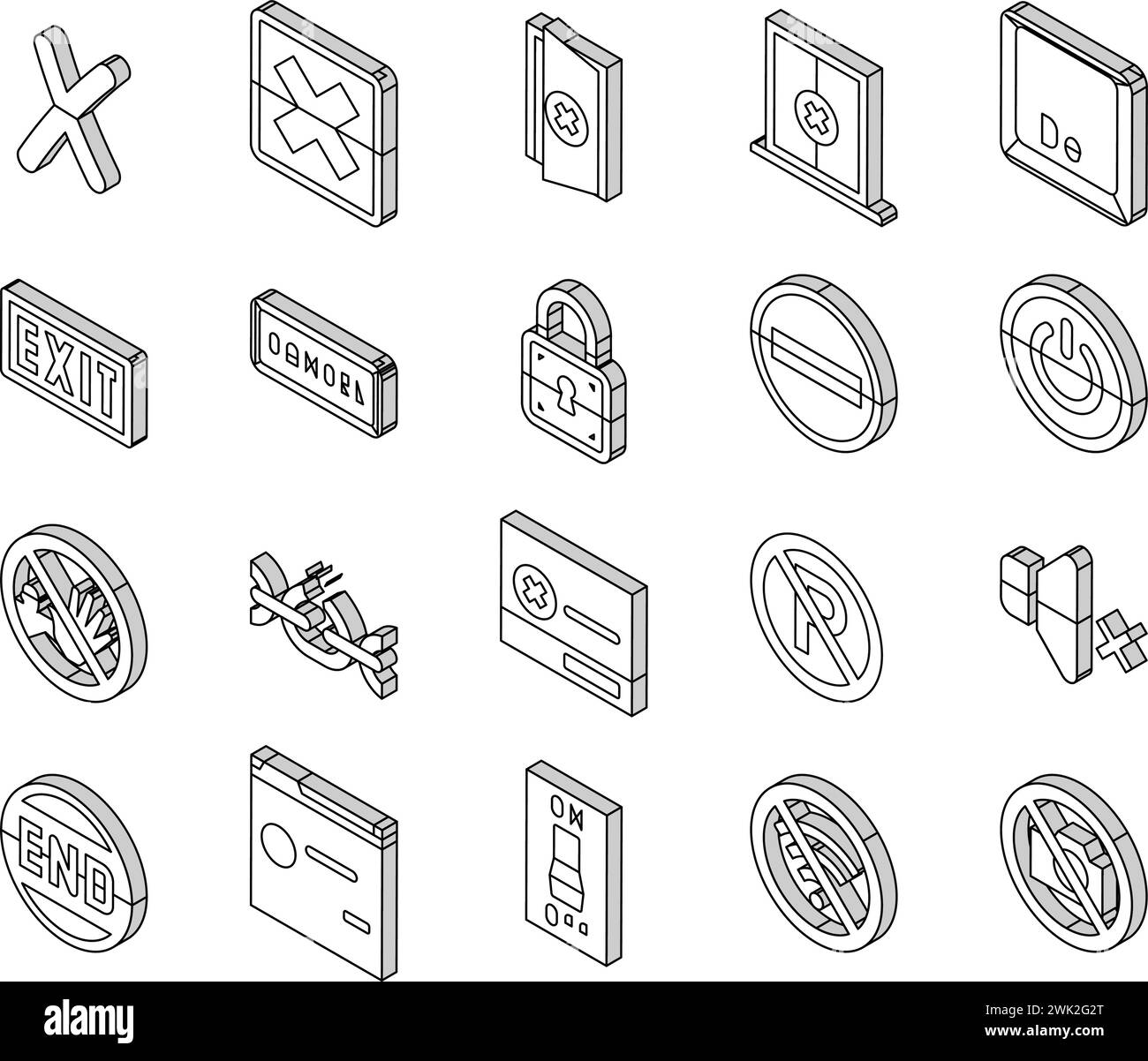close door store shop board isometric icons set vector Stock Vector ...