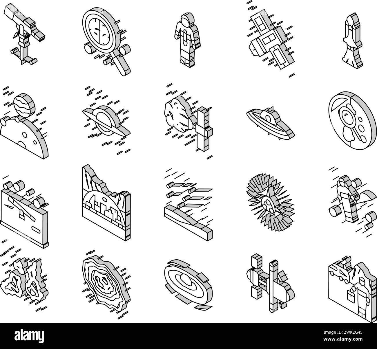 Space Exploration Planet Isometric Icons Set Vector Stock Vector Image And Art Alamy