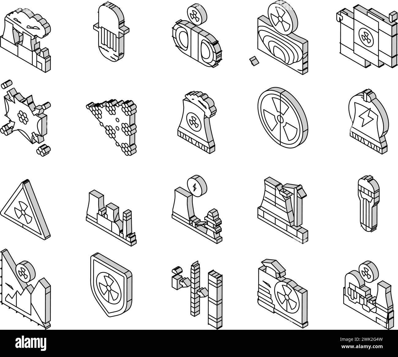 nuclear energy power plant isometric icons set vector Stock Vector Image & Art - Alamy
