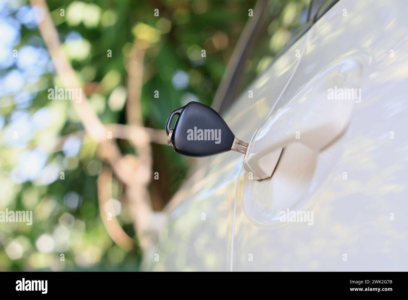 Car keys left in the car door Stock Photo - Alamy