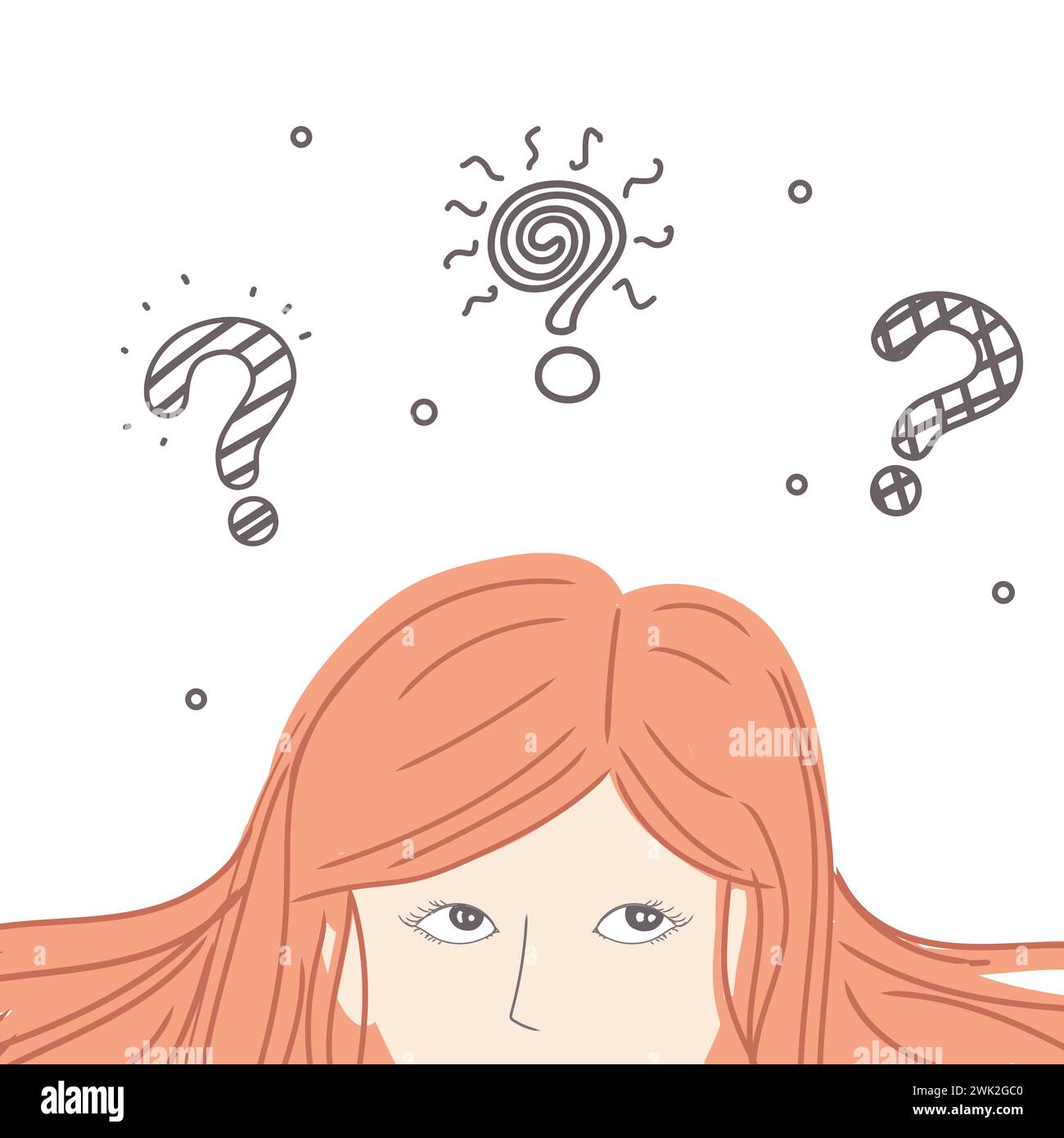 Woman thinking. Doubt and question. Vector illustration Stock Vector ...