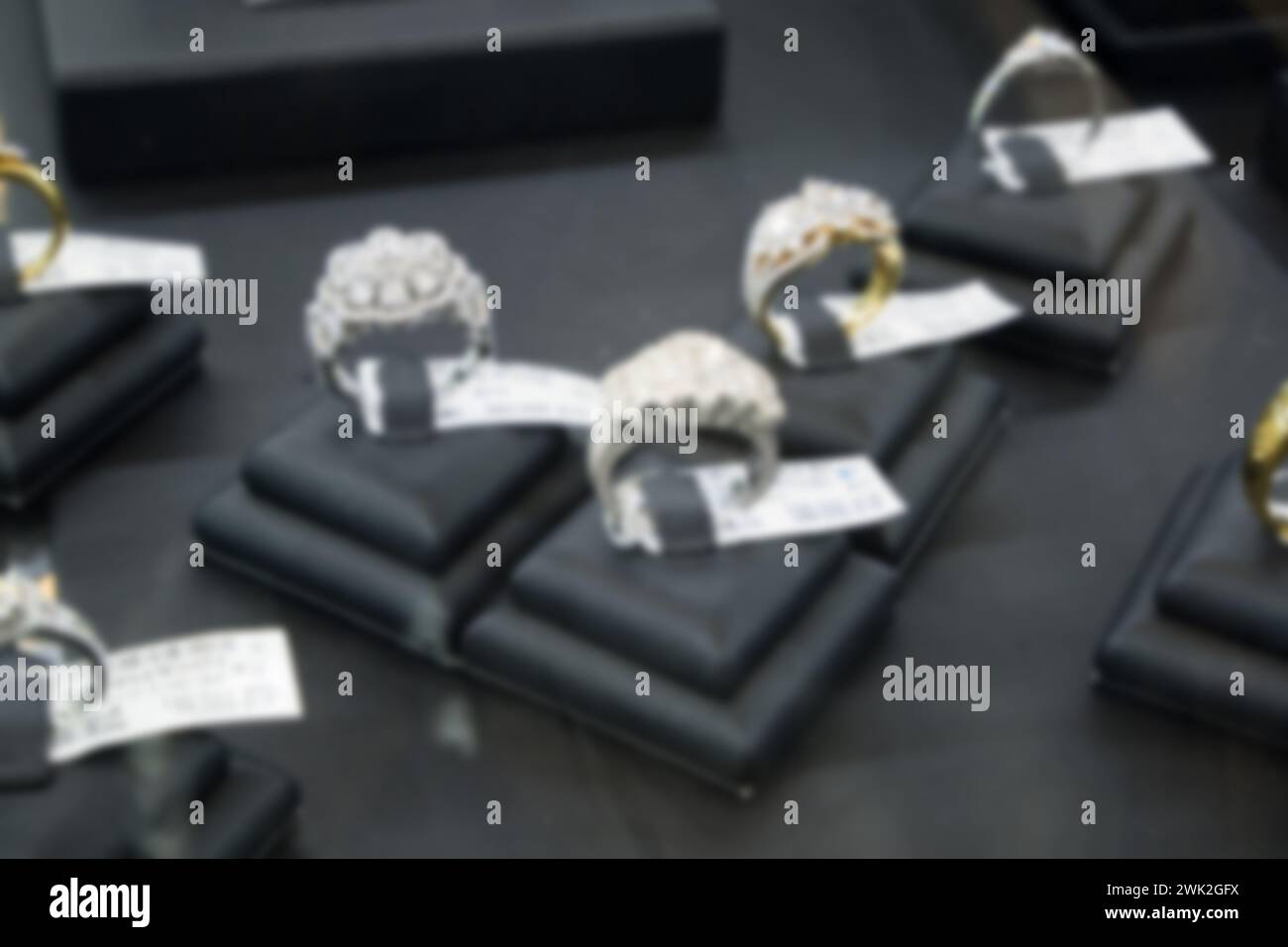 Luxury diamond rings in jewelry shop window display Stock Photo - Alamy