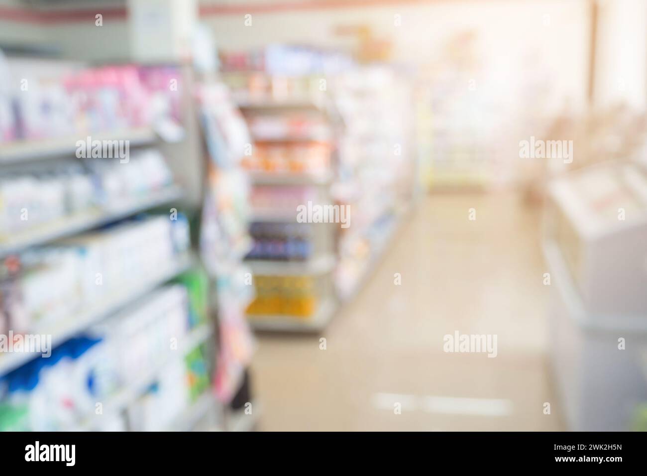 Abstract supermarket convenience store shelves blurred background Stock ...