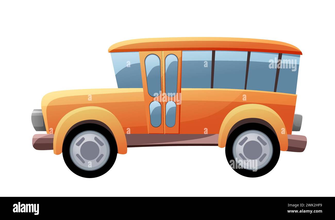 Orange school bus, funny vehicle for safety trip of students vector ...