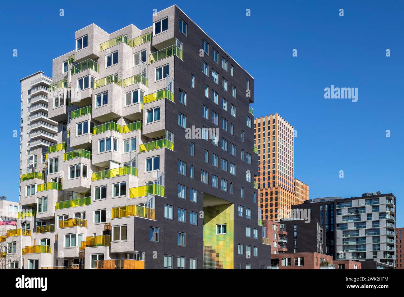 Modern high-rise apartment buildings in the business district - Zuidas ...