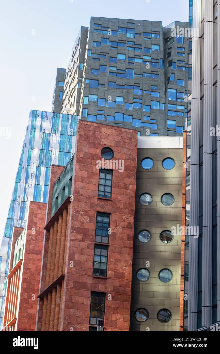 Modern high-rise office buildings in the Zuidas financial district in ...