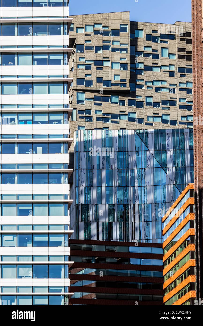 Modern high-rise office buildings in the business district - Zuidas, of ...