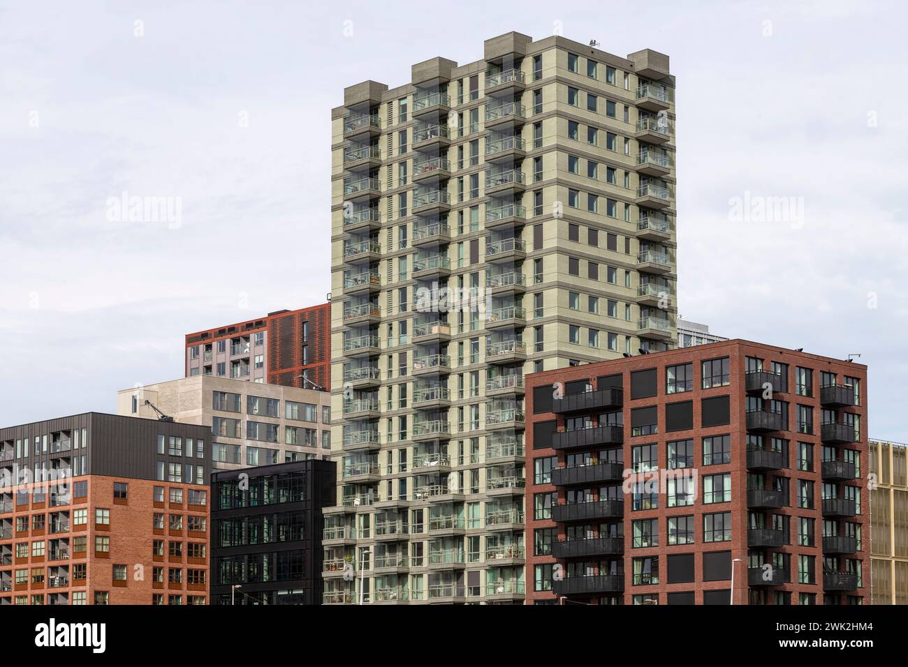Modern high-rise apartment buildings in the new NDSM district in ...