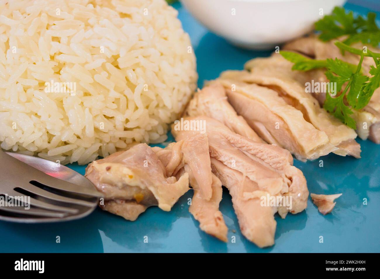 Khao Man Kai Chicken Rice (Hainan Chicken Stock Photo - Alamy